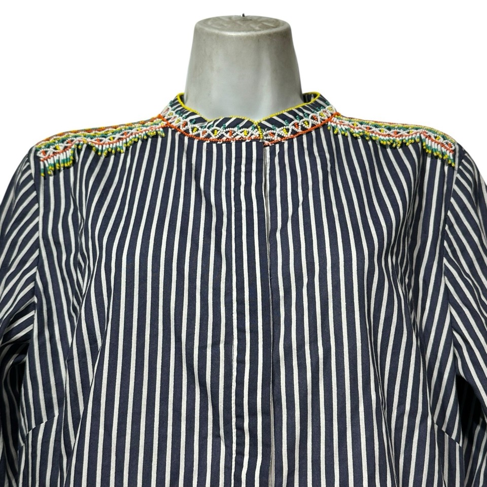 Rococo Sand Women’s Size L Striped High Low Tunic Dress Beaded Trim | eBay