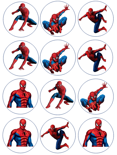 12 Spiderman Edible Wafer Paper Cupcake Toppers for sale online | eBay