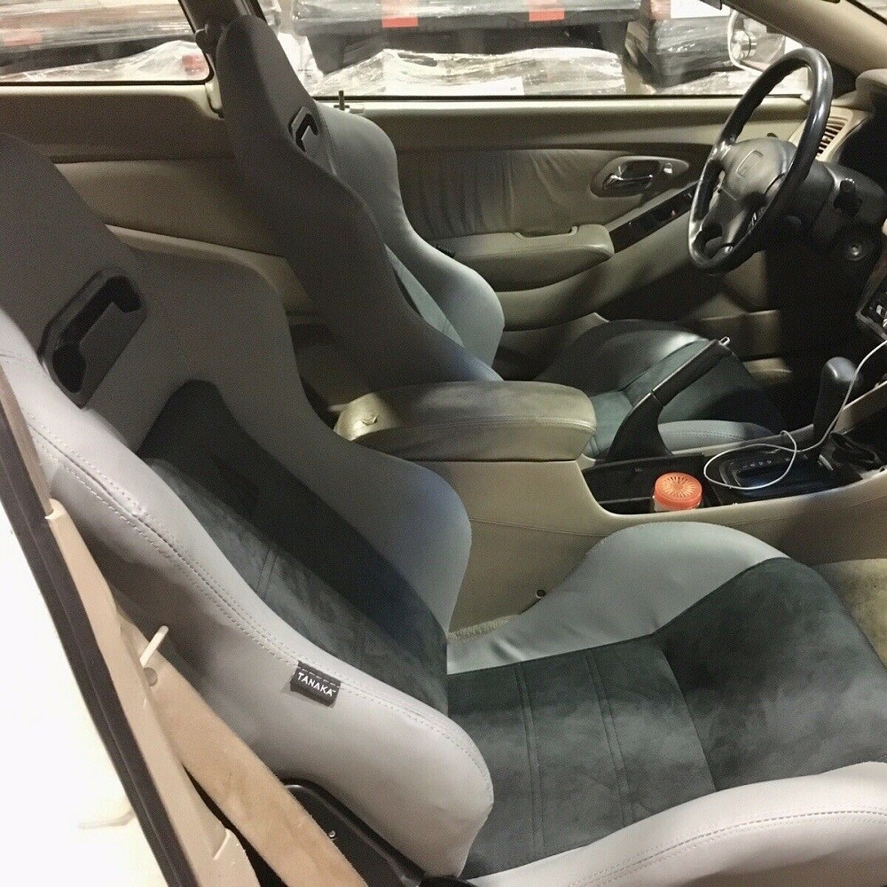 NEW 2X TANAKA GRAY & BLACK RACING SEATS RECLINABLE W/ SLIDER FOR ...