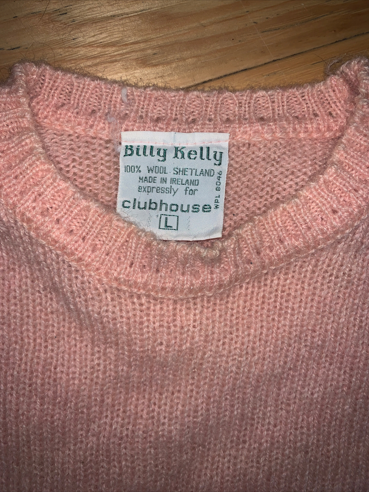 Vintage Billy Kelly Shetland wool Clubhouse pink sweater size large ...