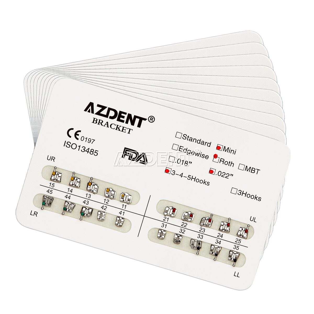 10 Packs AZDENT Dental Metal Brackets Mini/Standard MBT/Roth 022/018 ...