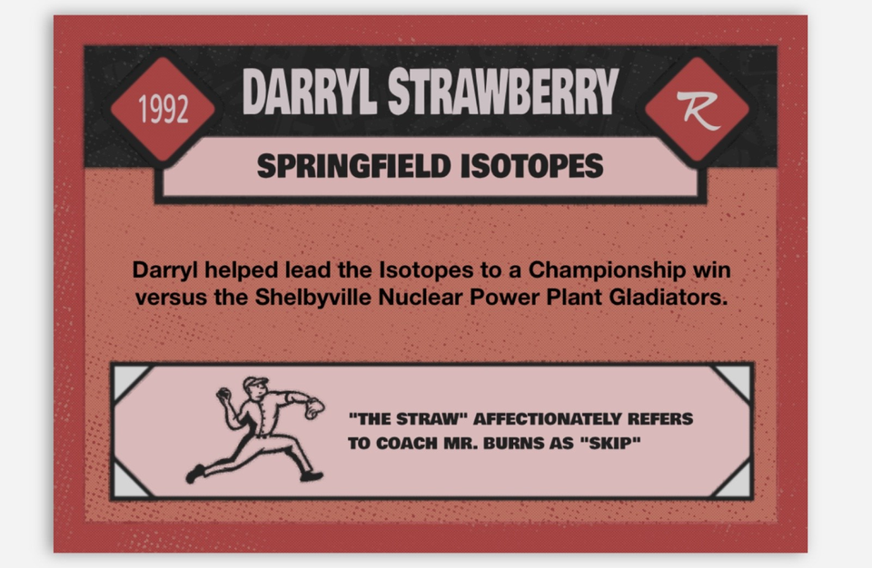 DARRYL STRAWBERRY THE SIMPSONS SPRINGFIELD ISOTOPES CUSTOM MADE RETRO ...