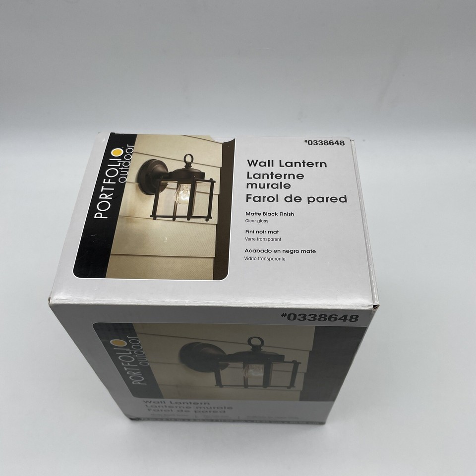 Portfolio Outdoor Wall Lantern Matte Black Finish With Clear Glass | eBay