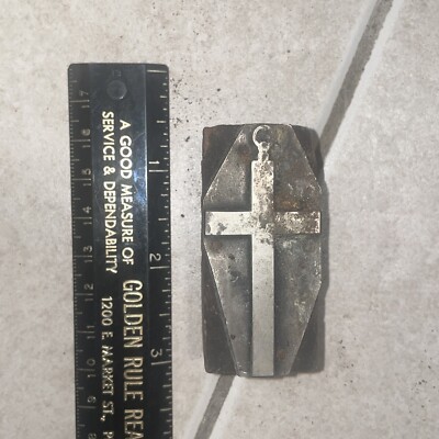 VTG Printing Letterpress Steel On Wood Print Block Catholic Chained ...