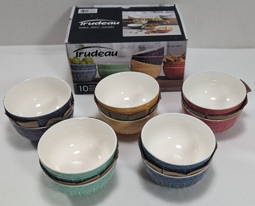 Trudeau 10 Piece Soup Salad Porcelain Bowl Set 4.5 Inch Multi Color ...