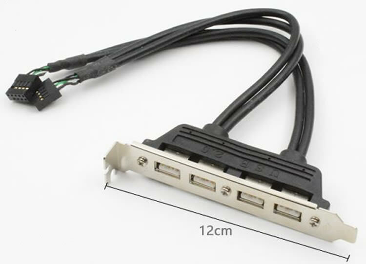 Dual 9pin 10-pin Header to 4 Ports USB 2.0 Female Cable PCI Back Panel ...