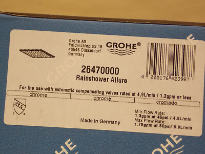Grohe 26470000 Allure 8-1/2" Single Function Rain Shower Head ...