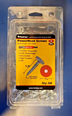FastCap PowerHead Wood Screws with Oversized Flat Head - Self-Tapping ...