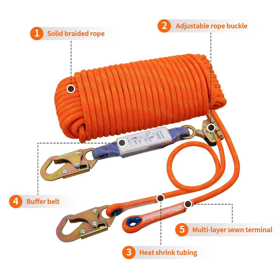 Fall Protection Safety Rope100ft Heavy Duty Vertical Roofing Rope Rope ...