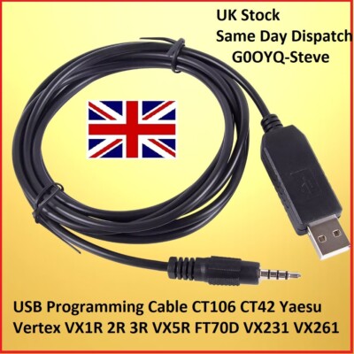 USB Programming Cable CT106 CT42 Yaesu Vertex VX1R 2R 3R VX5R VX231 ...