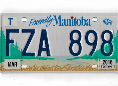 MANITOBA passenger 2016 license plate "FZA 898" | eBay