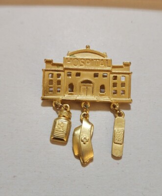 Jonette Jewelry "JJ" Signed Goldtone Hospital Brooch Medical Themed ...
