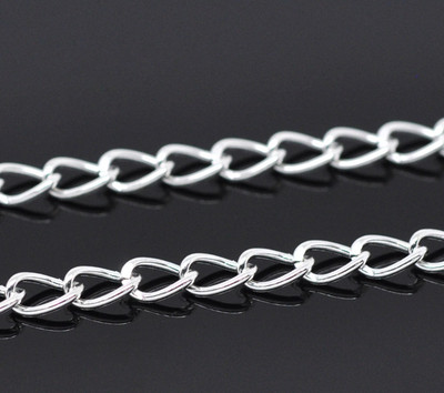 6ft Silver plated Findings Curb Link opened Chains 6.4x4.2mm Jewelry ...