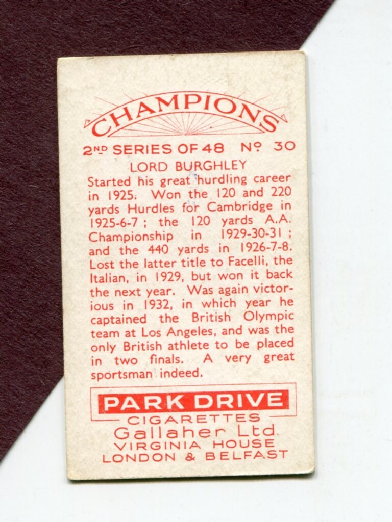 1935 Gallaher Ltd. Park Drive Cigarettes Champions 2nd Series #30 LORD ...