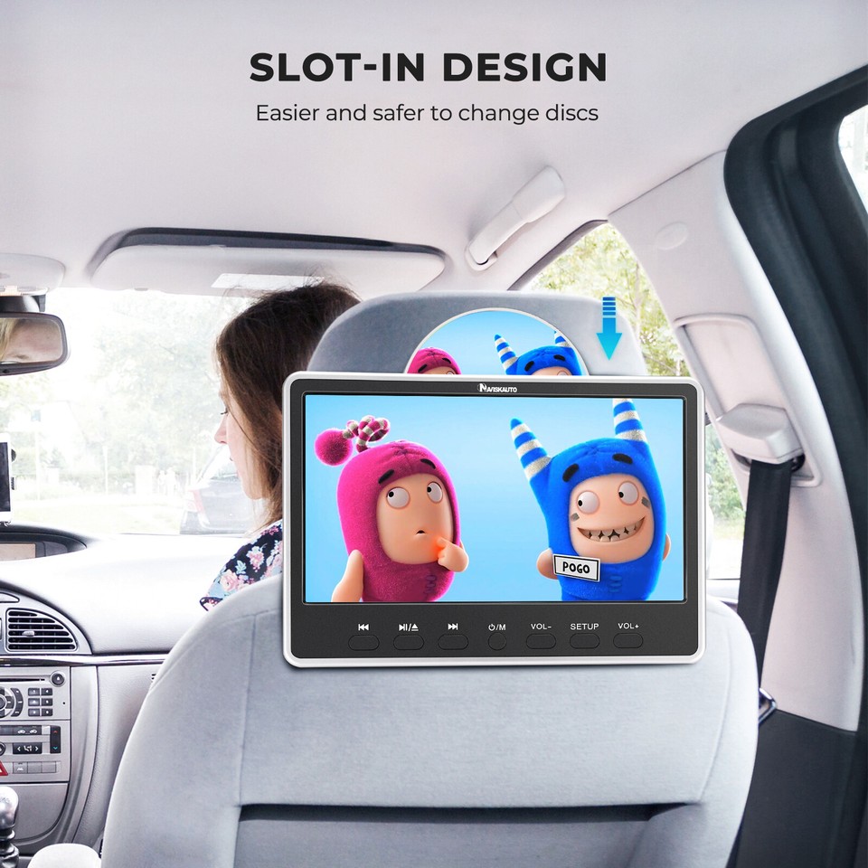 2 x 12" Car Headrest Screen Rear Seat TV Monitor HDMI AV IN OUT USB SD ...