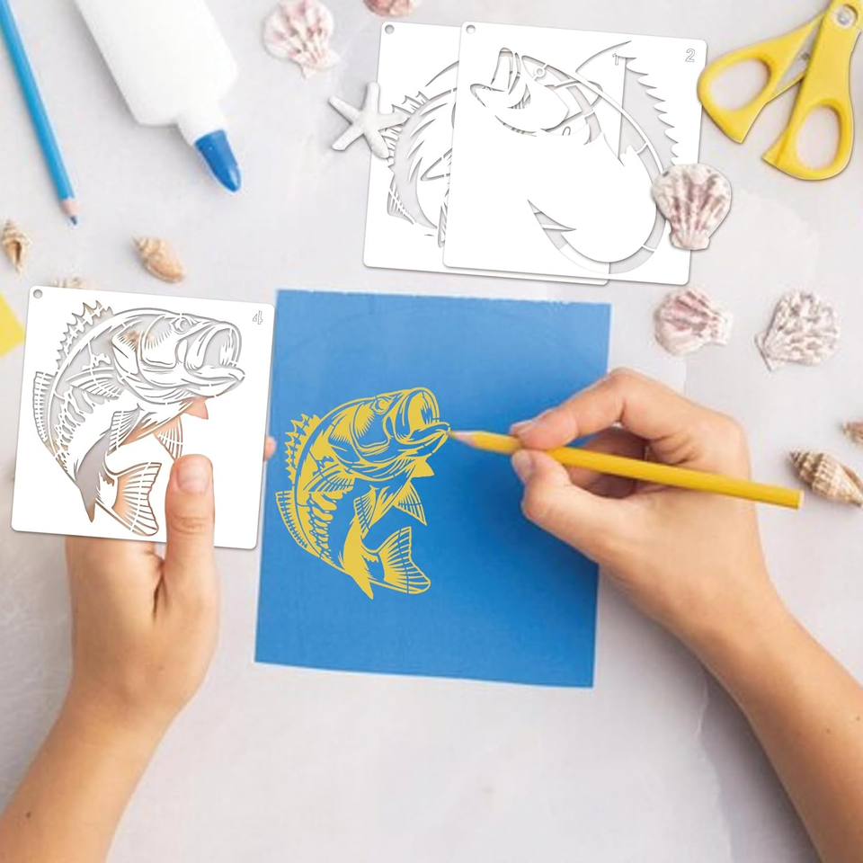 Fish Stencils for Painting Reusable Fishing Stencils Large Fisherman ...