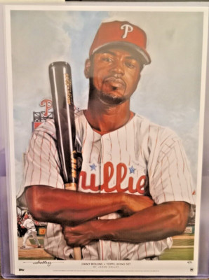 JIMMY ROLLINS TOPPS LIVING SET FINE ART PRINT 10 X 14 JARED KELLY AUTO ...