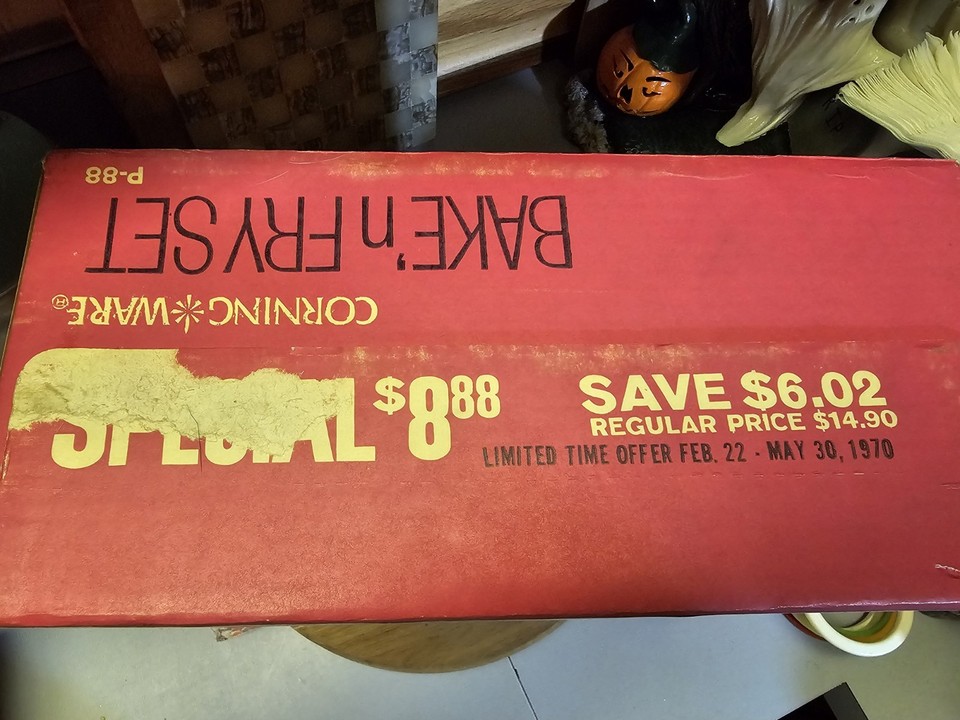 Vintage Corning Ware Blue Cornflower Bake N Fry Set SEALED Pink Box P ...