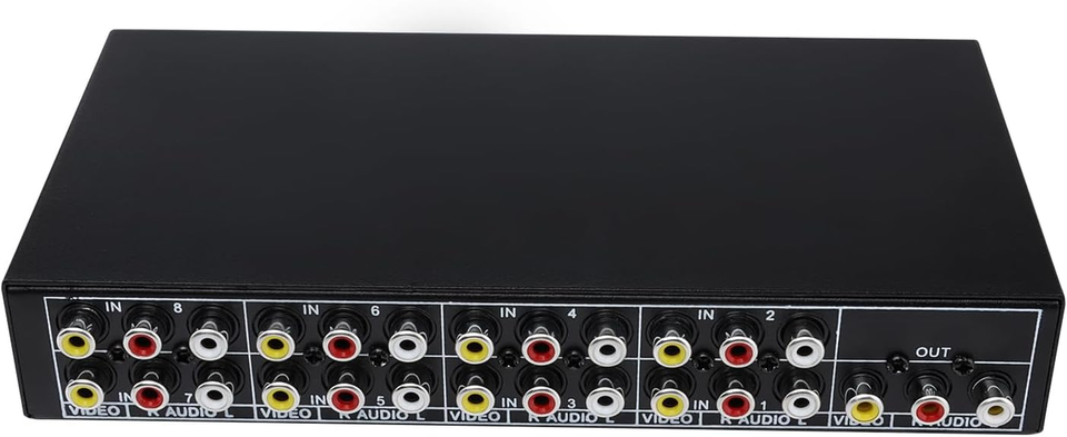 8 Ports Composite 3 RCA Video Audio AV Switcher Box, 8 Way Selector ...