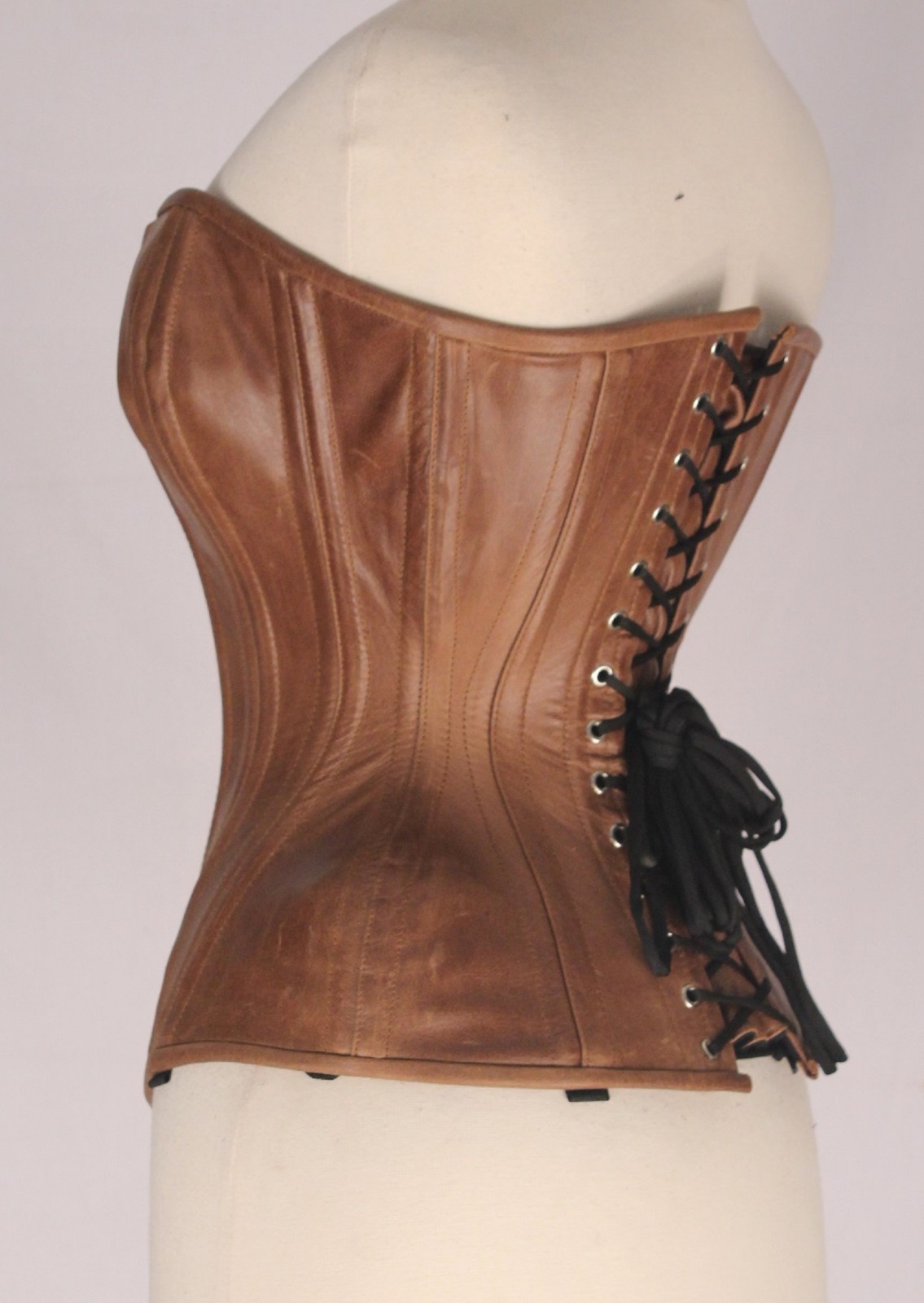 Brown Antique Real Leather Real Steel Bones Full Bust Lace up Steel ...