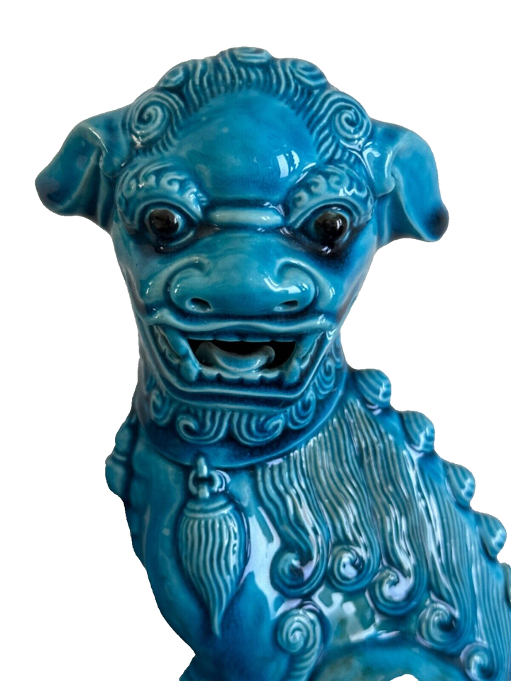 Vintage Pair of Stunning Chinese Turquoise Blue Ceramic Foo Dogs ...
