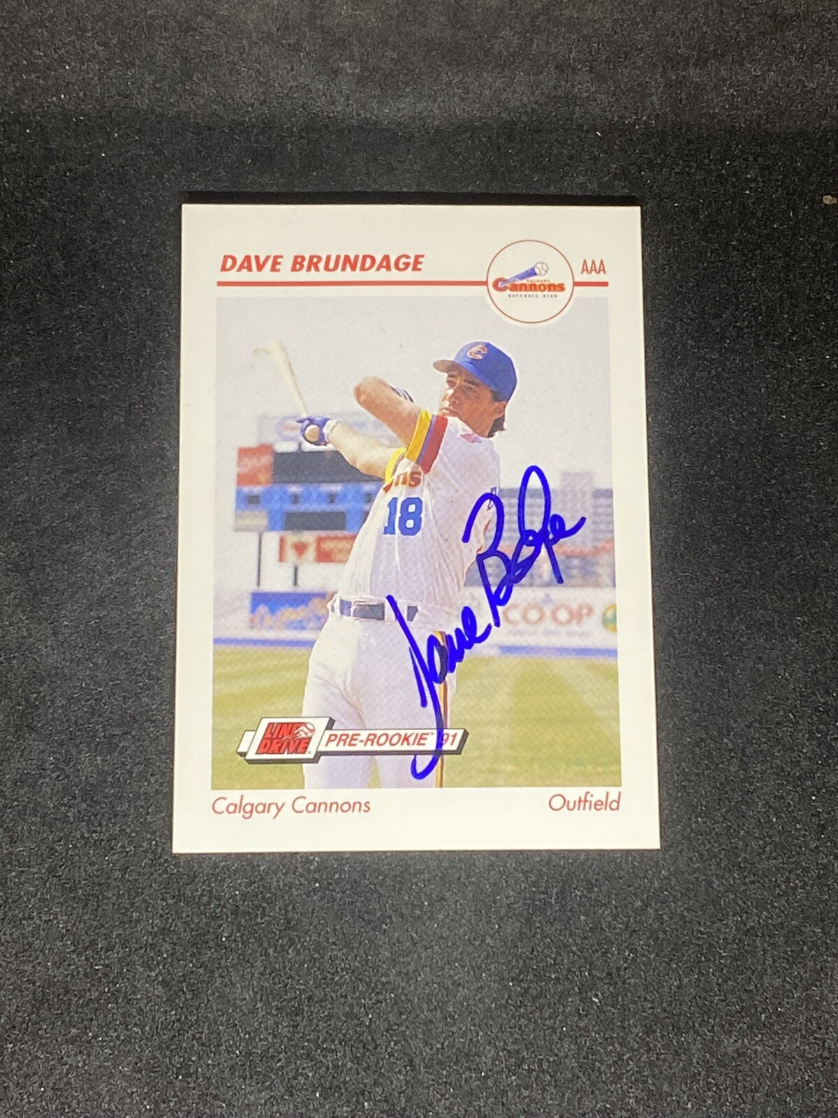 Dave Brundage 1991 Line Drive AAA #53 Calgary Cannons Autographed ...