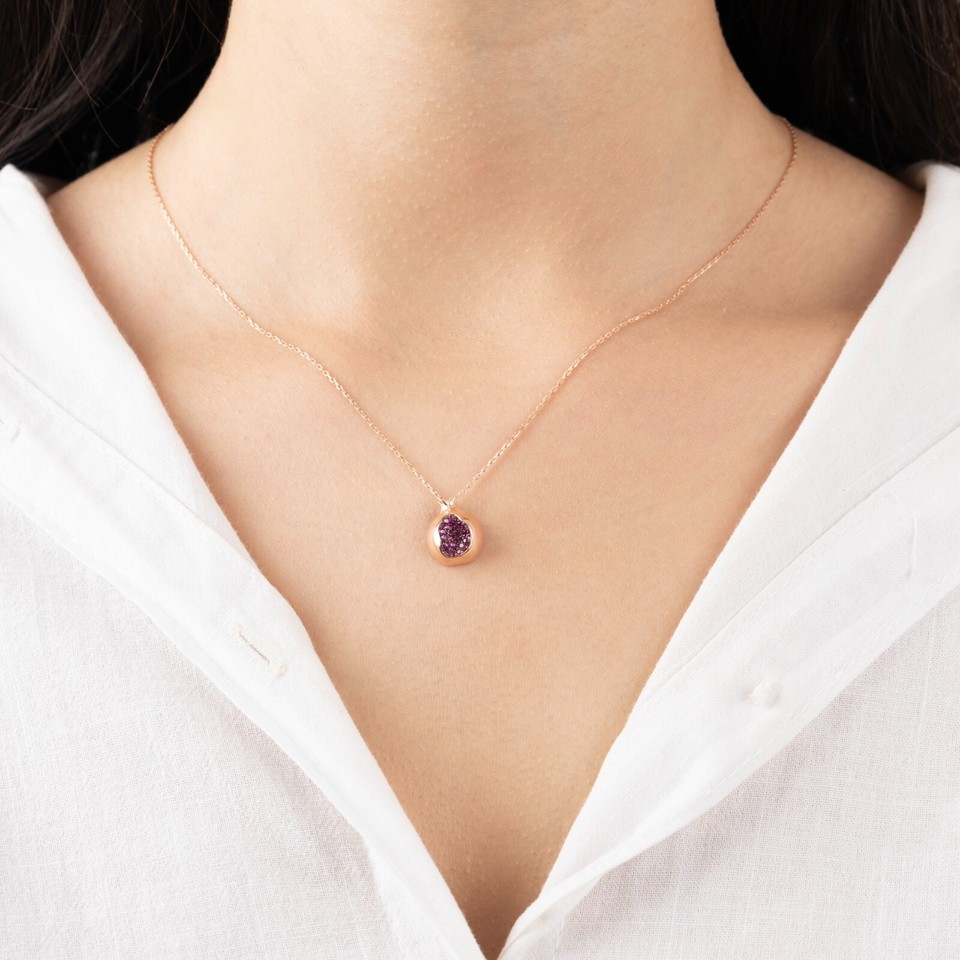 14k Gold Pomegranate Pendant Necklace Ruby Gemstone Pomegranate ...