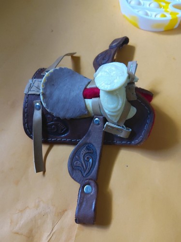 TOOLED LEATHER Wool Mini Horse Saddle Childs Doll Toy | eBay
