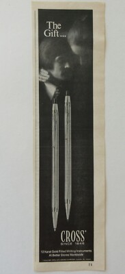 Vintage 70s Cross Pen 12 Karat Gold Filled 1975 Magazine Print Ad Black ...