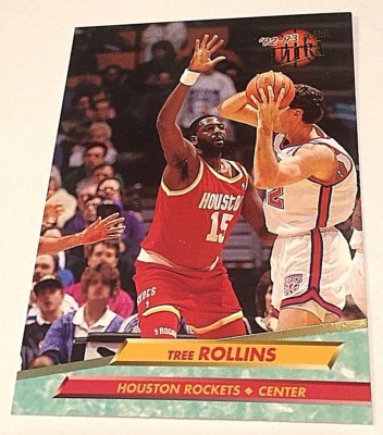 Tree Rollins 1992-93 Fleer Ultra NBA Factory Error Blank Back Houston ...