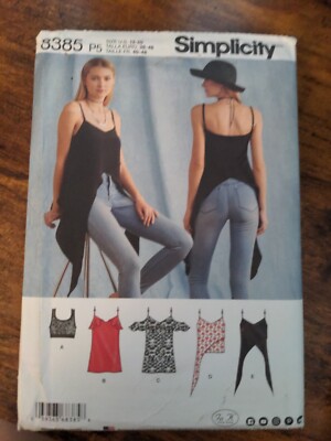 SIMPLICITY PATTERN 8385 TOPS KNIT BRALETTE MISSES SIZES 12 14 16 18 20 ...