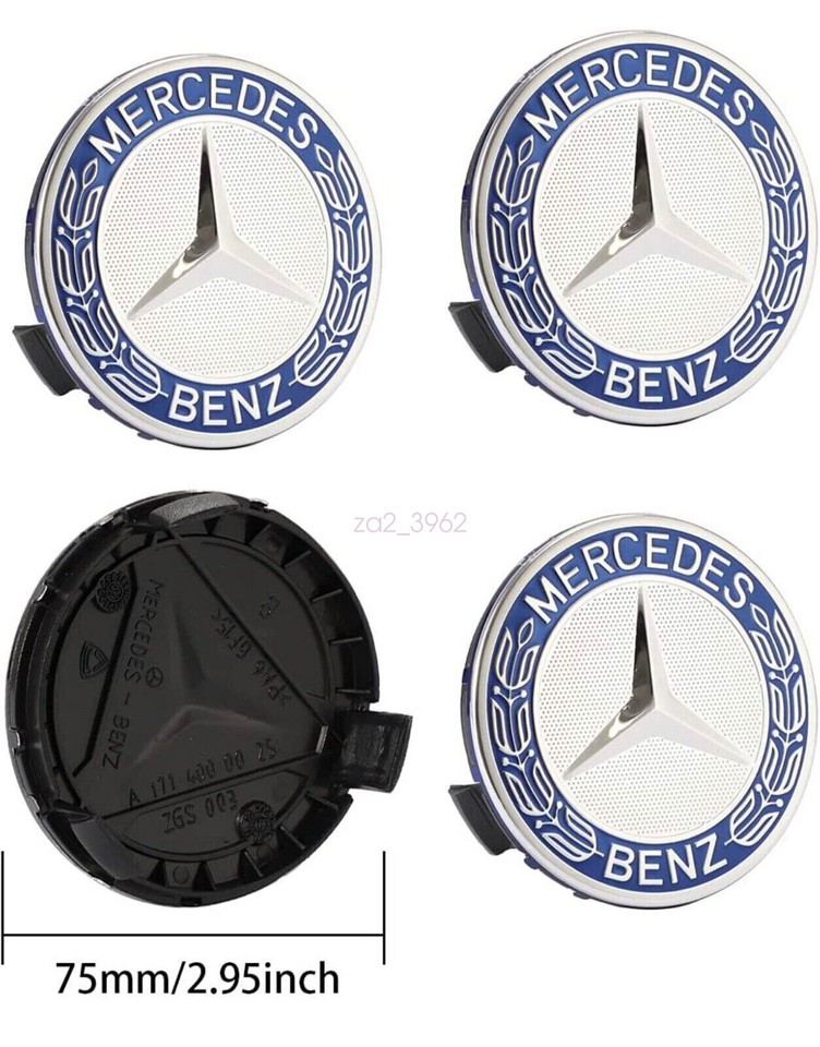 4Pack Fit For Mercedes-Benz Wheel Center Caps Emblem Blue Rim Hub Cover ...