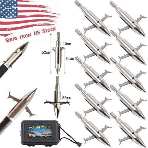 12PCS Bowfishing Broadheads Arrowheads Tips Points Bow Fishing Hunting w/ Box | eBay