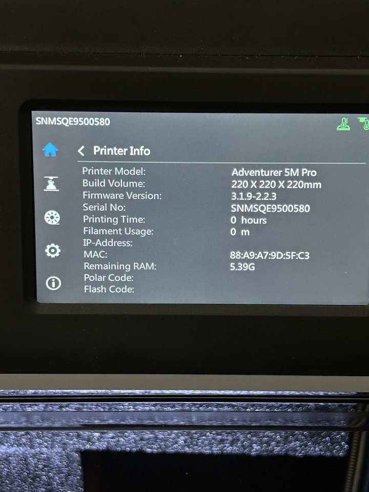 Flash Forge Adventure 5M Pro 3D Printer / 2 Print Hours! New Same Day ...