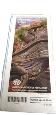 Nevada Utah Map AAA Fold Out Vintage 1992 | eBay