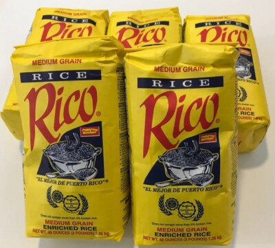 Arroz Rico Grano Mediano, Puerto Rican Rice 5 Bags X 3 lb each. "El ...