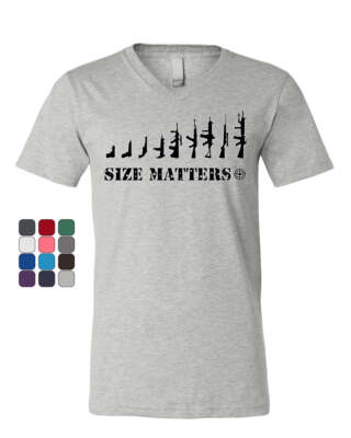 Size Matters 2A V-Neck T-Shirt Defend 2nd Amendment Pro Guns Weapons ...