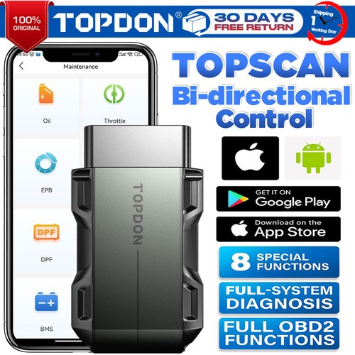 TOPDON TOP Scan OBD2 Car Code Reader Bluetooth Scanner Tool Full System ...