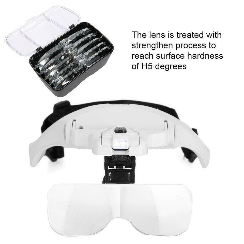 Magnifying Glass Lens LED Light Lamp Visor Head Loupe Jeweler Headband ...