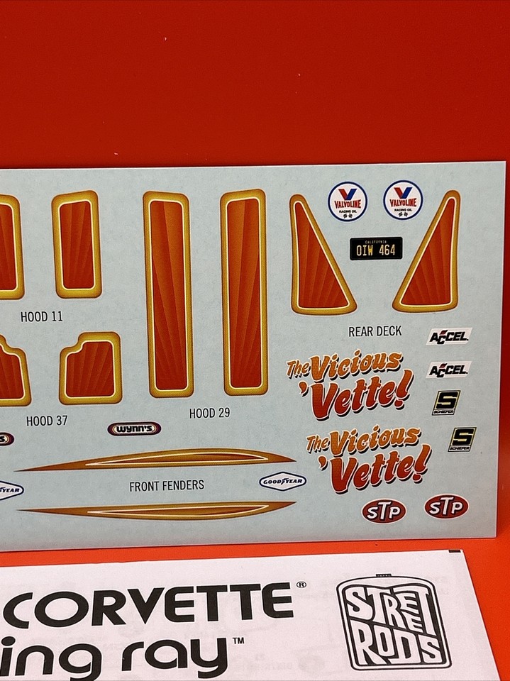 1963 Corvette Stingray AMT Instructions And Decals Model Parts 1:25 New ...