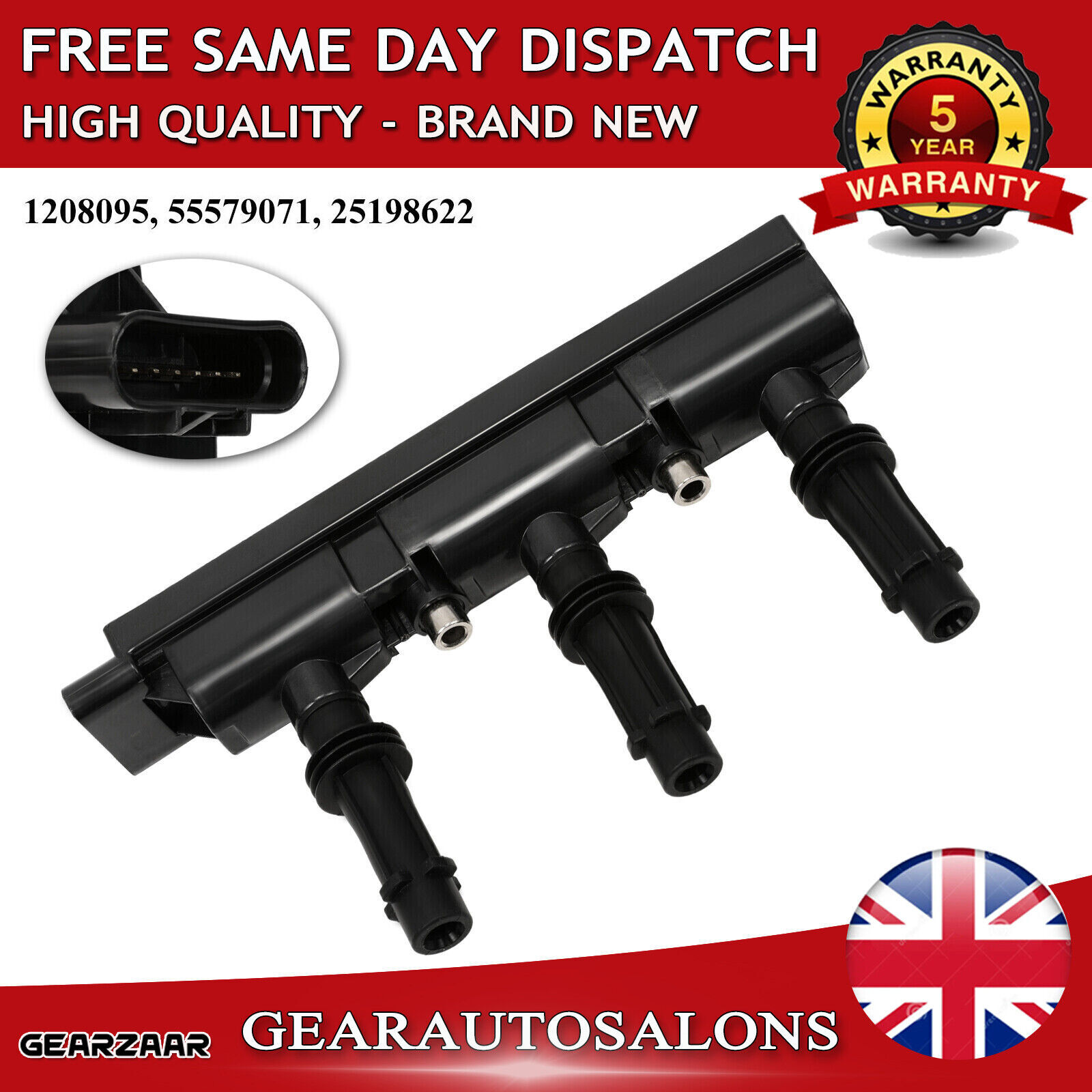 Ignition Coil Pack for Vauxhall Corsa 1.0 2010-2014 1208095, 55579071 ...