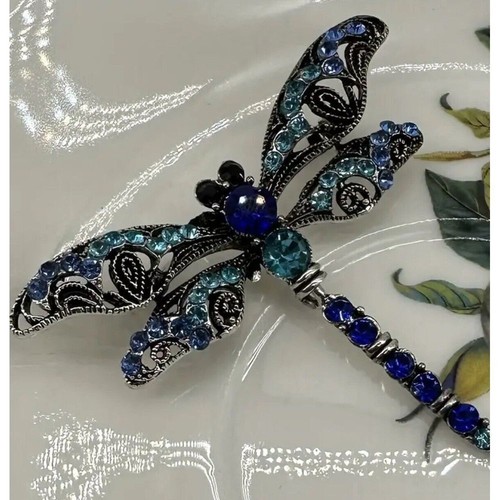 Royal Blue Dragonfly Brooch Pin Rhinestones New | eBay