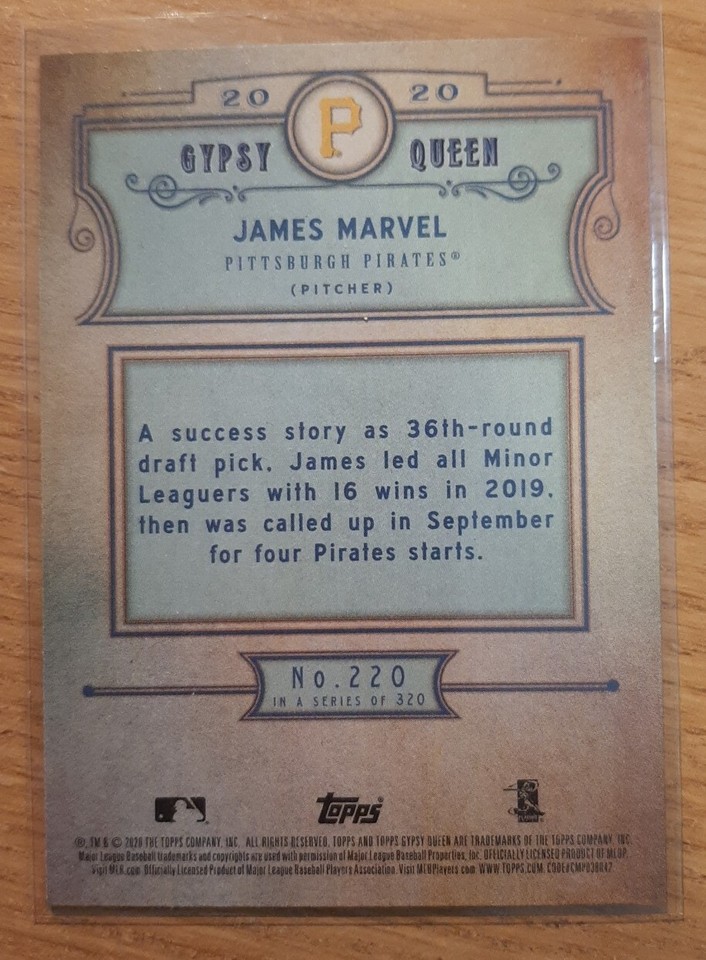 2020 TOPPS GYPSY QUEEN JAMES MARVEL ROOKIE #220 PITTSBURGH PIRATES | eBay