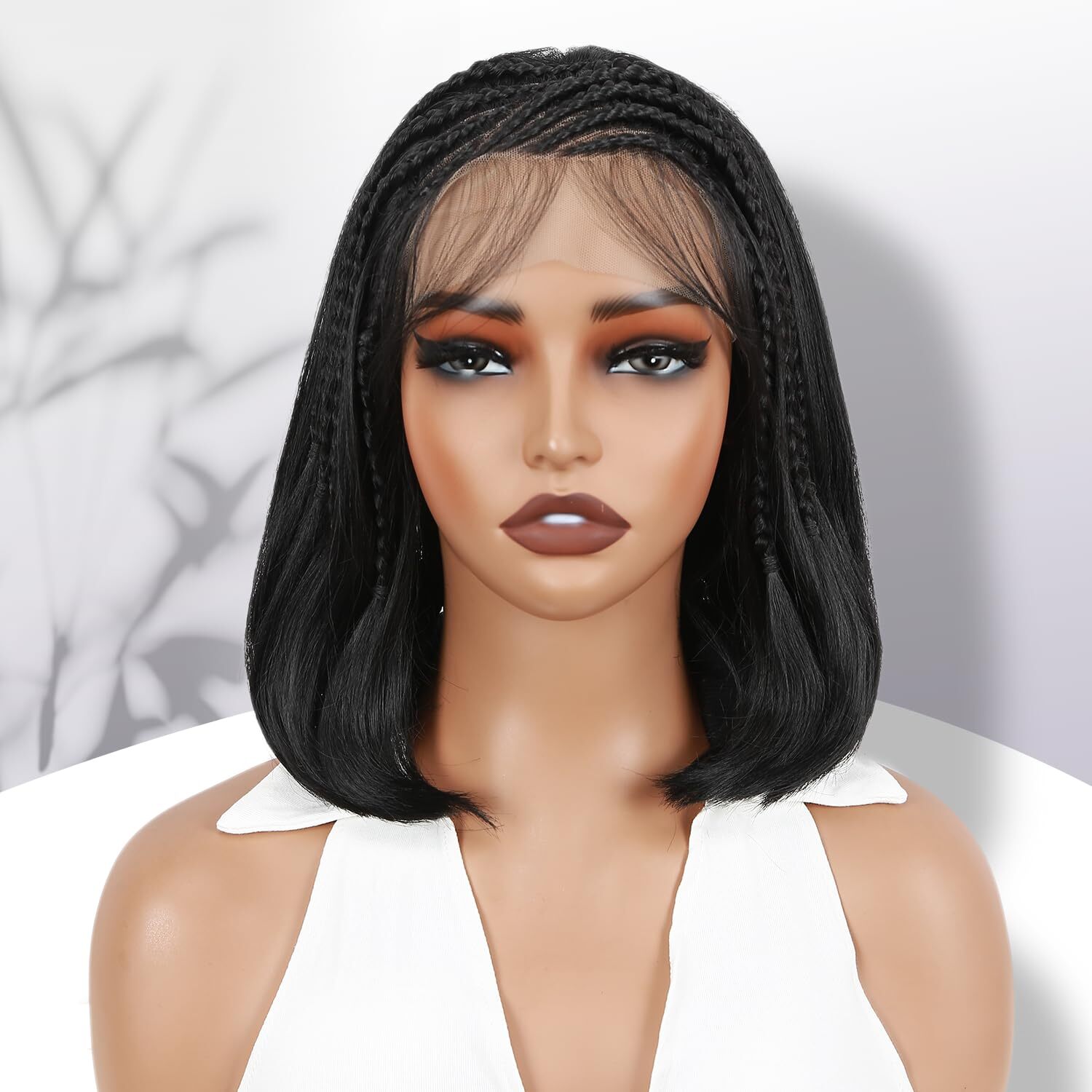 Fancy Hair Braided Wigs for Black Women Straight Cornrow Lace Front Bob ...