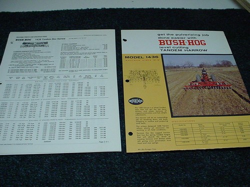 Bush Hog 1970's 1436 Disc Harrow Specs, Prices & Color Flyer Sales ...