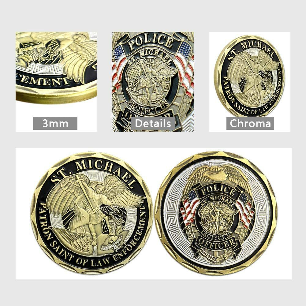 Hand Painted Police Officer St. Michael Challenge Coin for Prayer ...