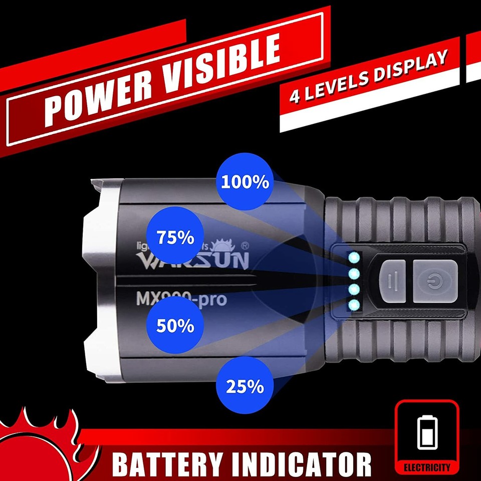 Strongest Rechargeable LED Flashlight Torch Powerbank High Power ...