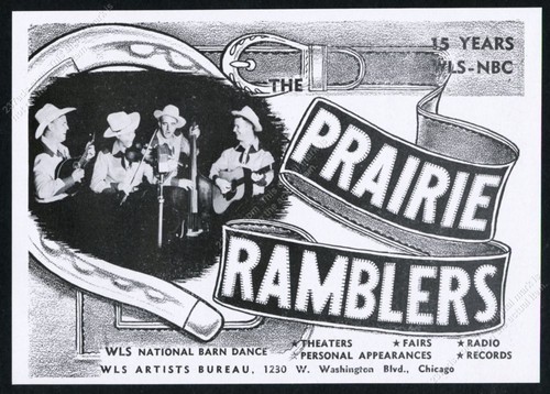 1947 The Prairie Ramblers photo music gig booking vintage trade print ...