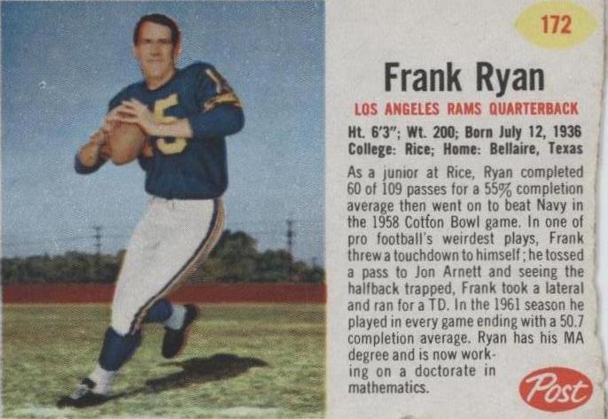 Las mejores ofertas en 1962 Post Frank Ryan #172 | eBay