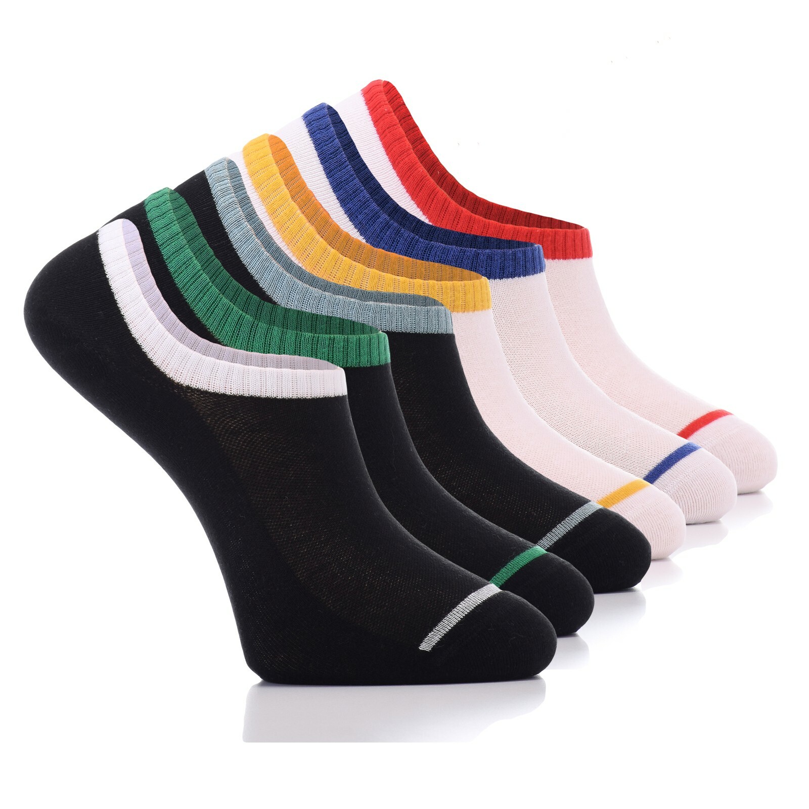 MEN Invisible No-Show COTTON Socks, MEDIUM, MULTI-COLOR, Casual, 6 Pair ...